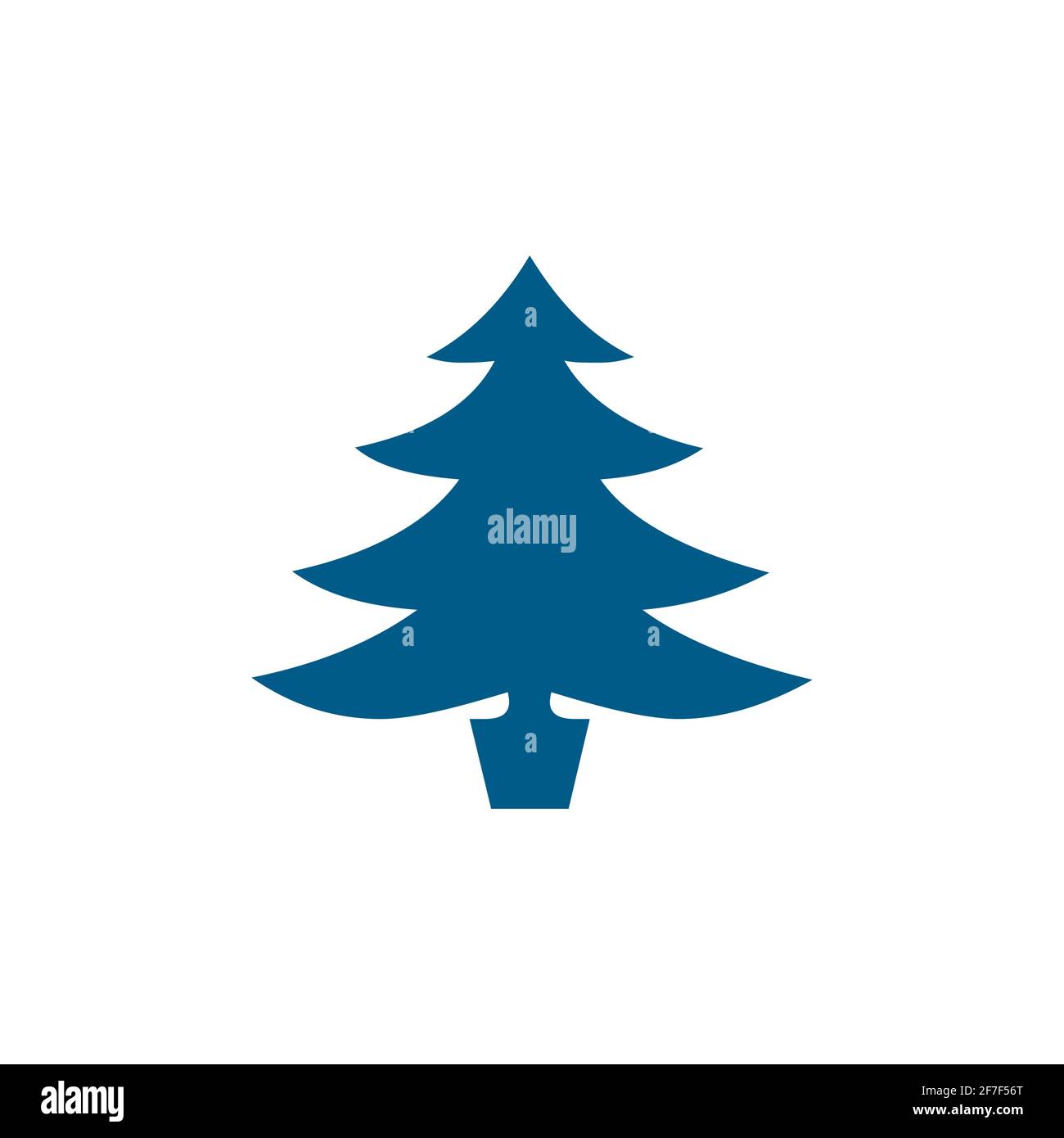 Christmas Tree Blue Icon On White Background. Blue Flat Style Vector ...