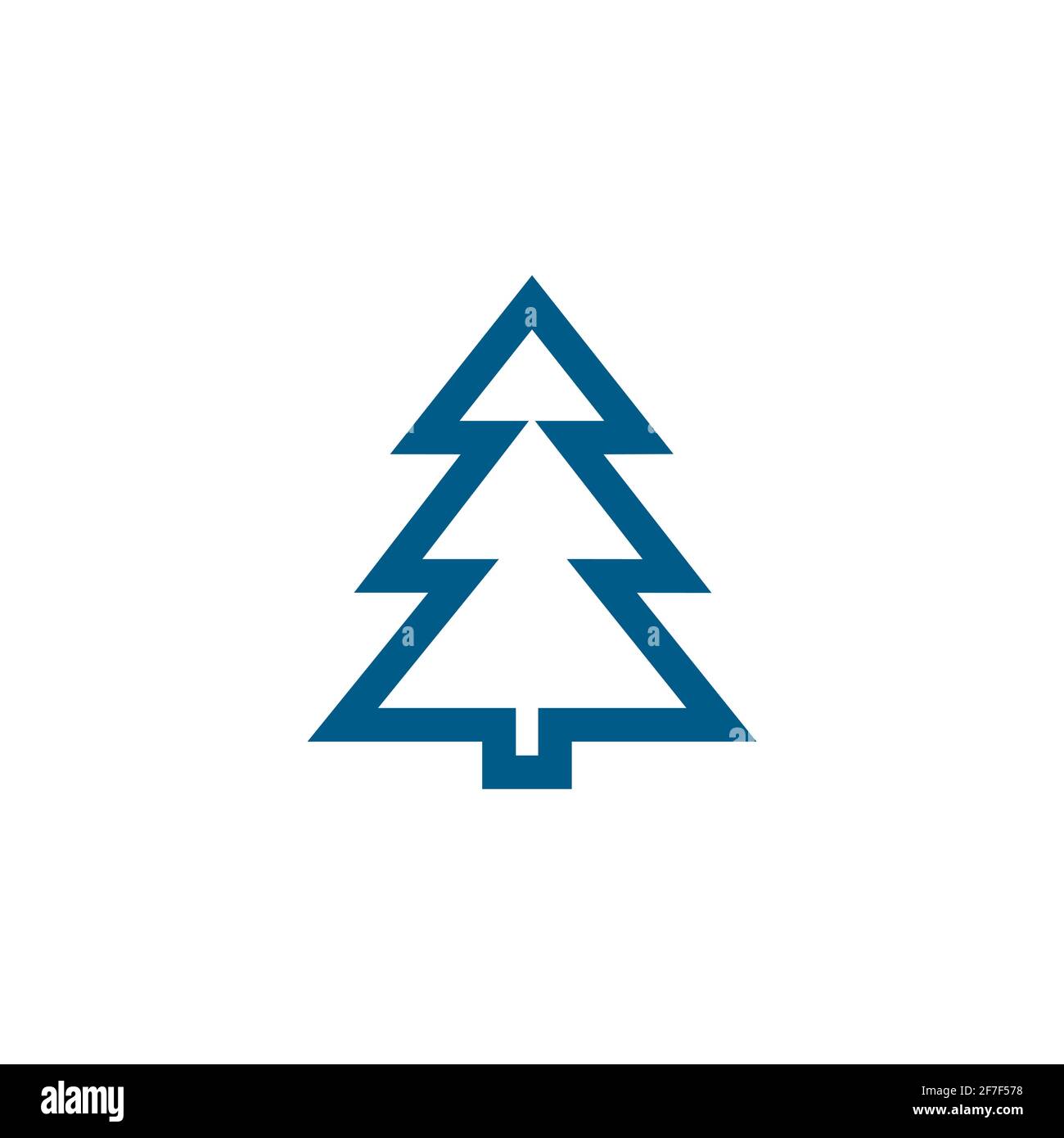 Christmas Tree Blue Icon On White Background. Blue Flat Style Vector ...