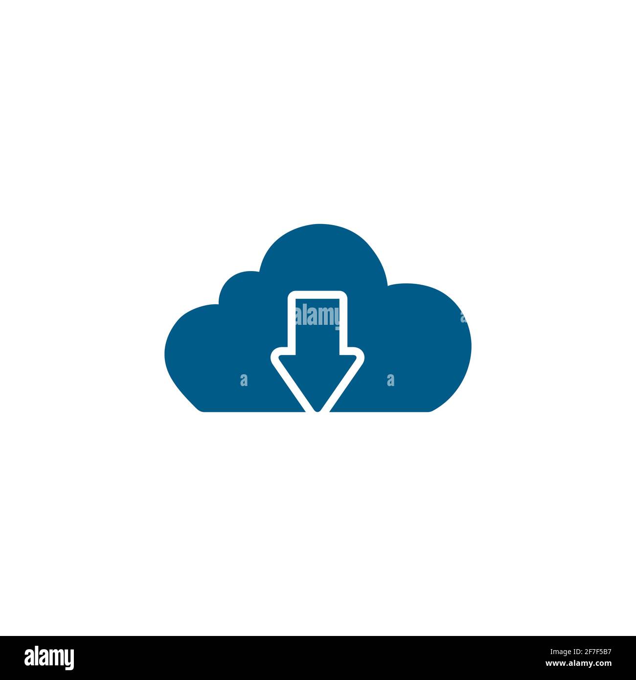 Cloud Download Blue Icon On White Background. Blue Flat Style Vector ...