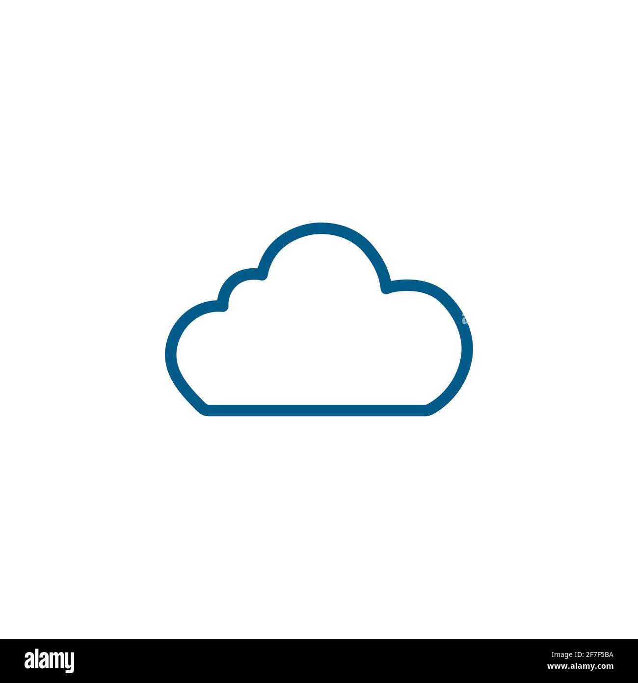Cloud Line Blue Icon On White Background. Blue Flat Style Vector ...