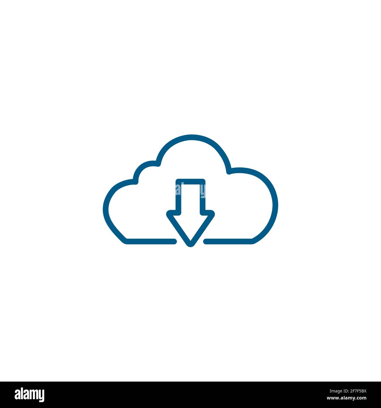Cloud Download Line Blue Icon On White Background. Blue Flat Style ...