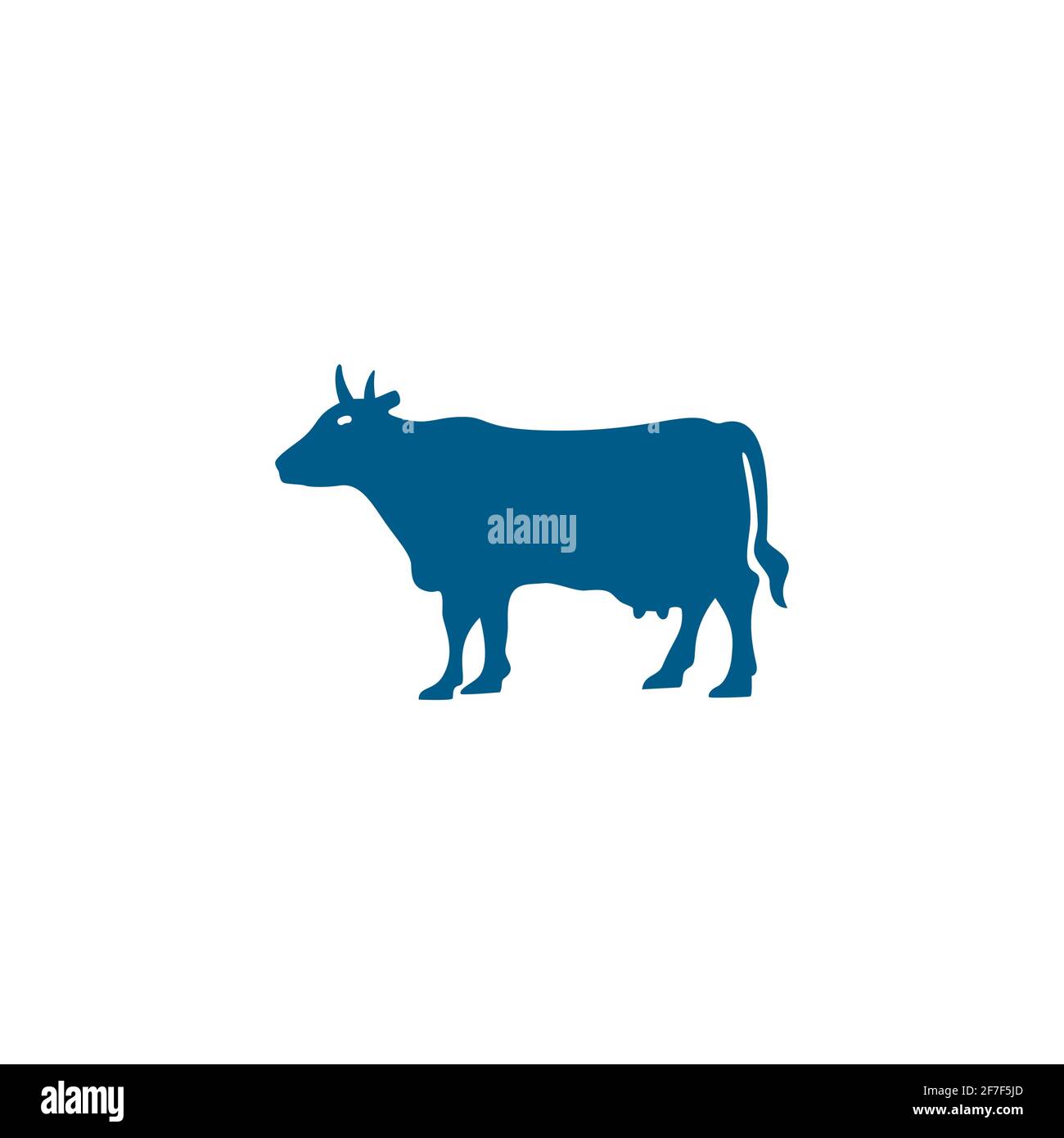 Cow Blue Icon On White Background. Blue Flat Style Vector Illustration ...