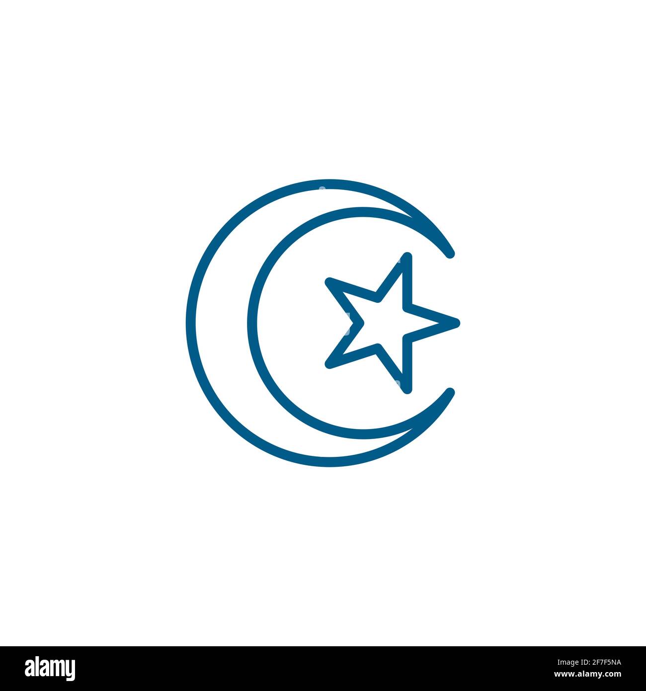 Crescent Line Blue Icon On White Background. Blue Flat Style Vector ...