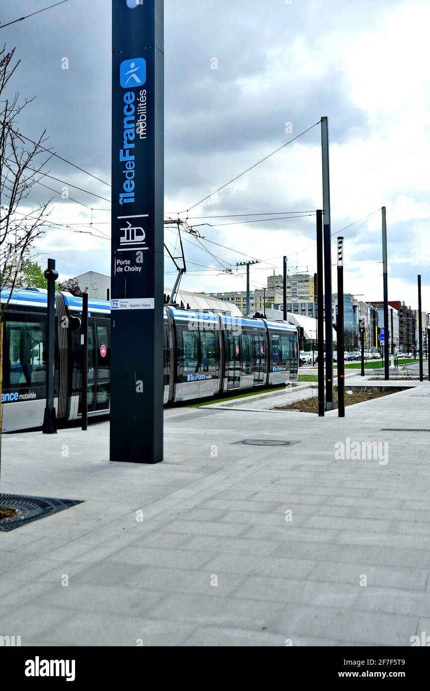 Testing of Line 9 of the tramway before its opening on April 10 which ...