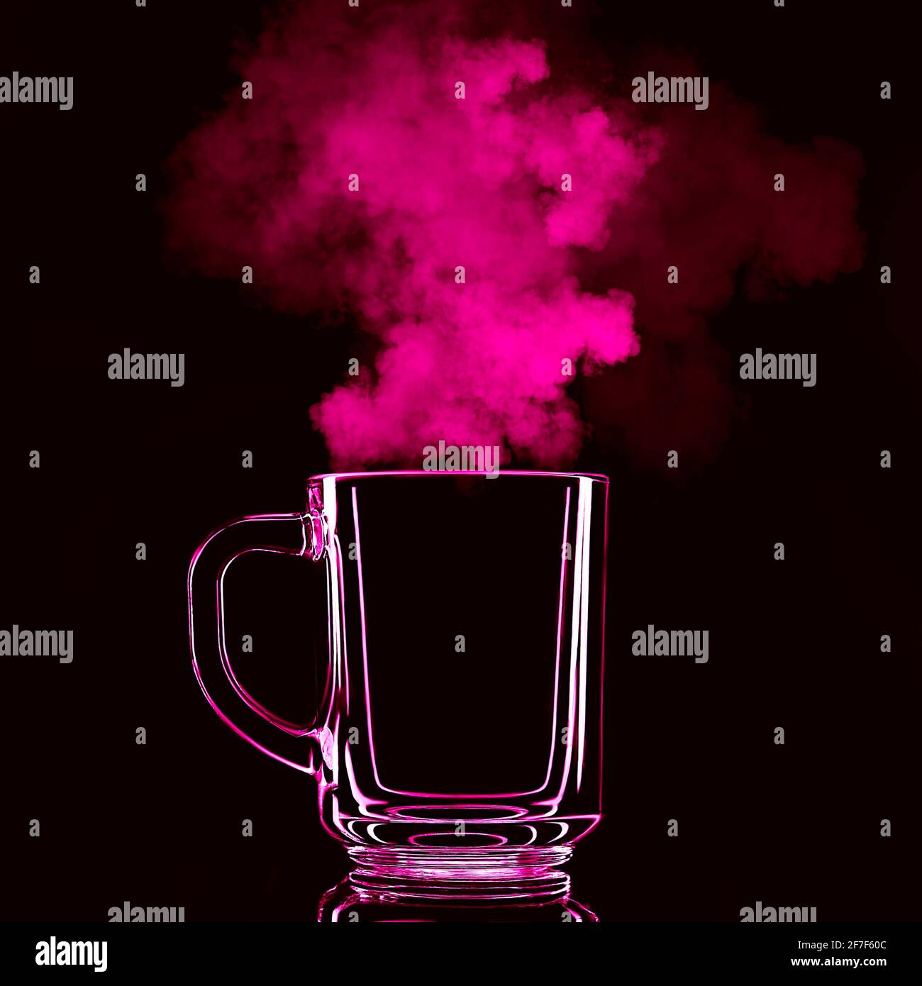 Just a glass on a black background with a reflection. Red color, with ...
