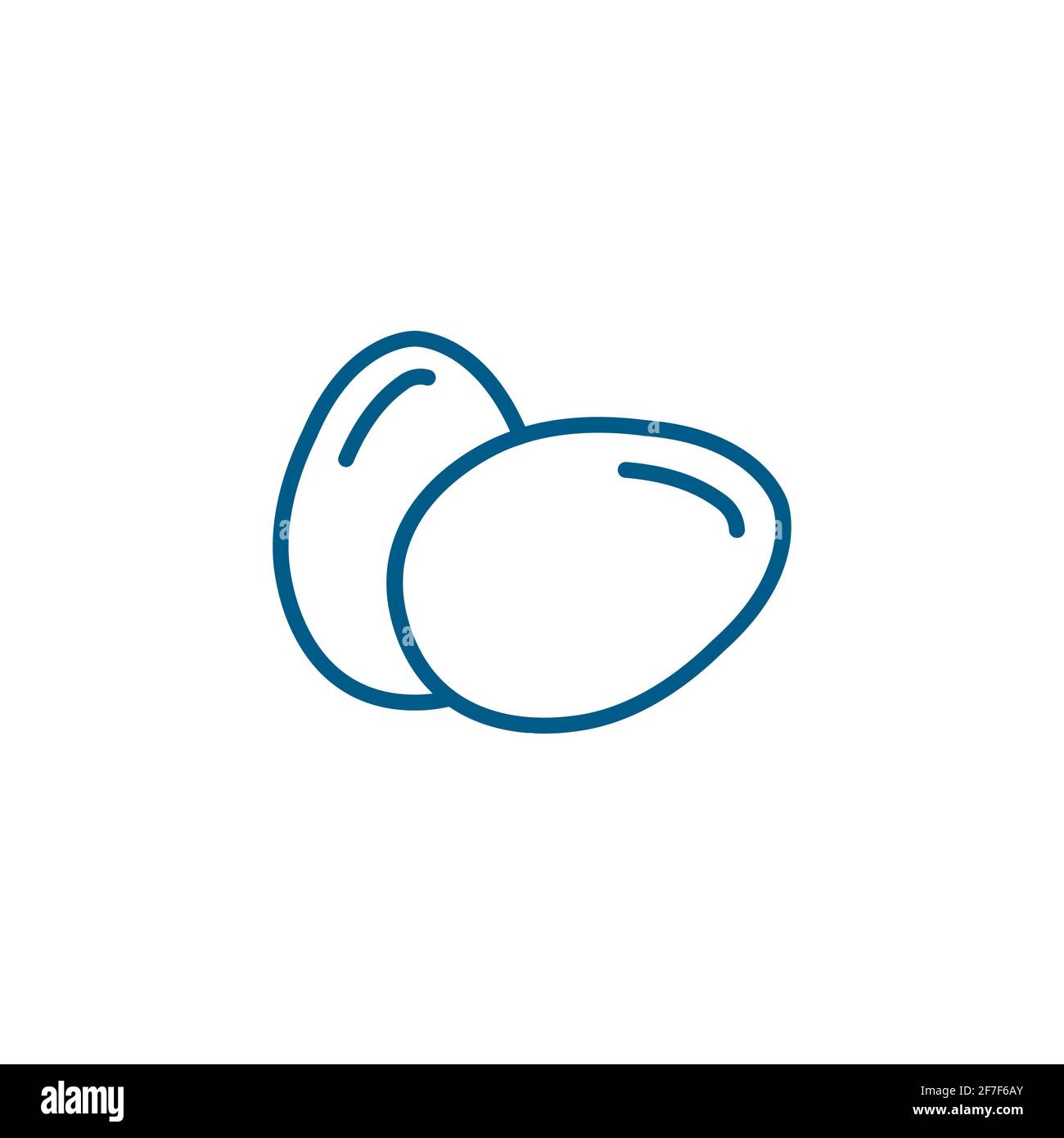 Egg Line Blue Icon On White Background. Blue Flat Style Vector ...
