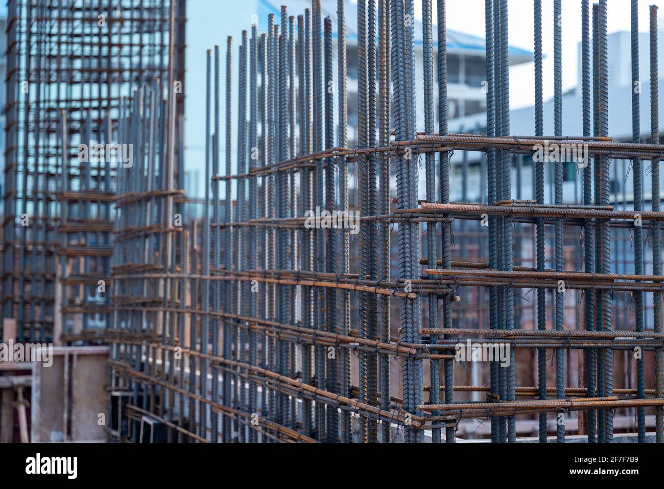 Steel construction. Metal base of reinforced concrete walls. Part of ...