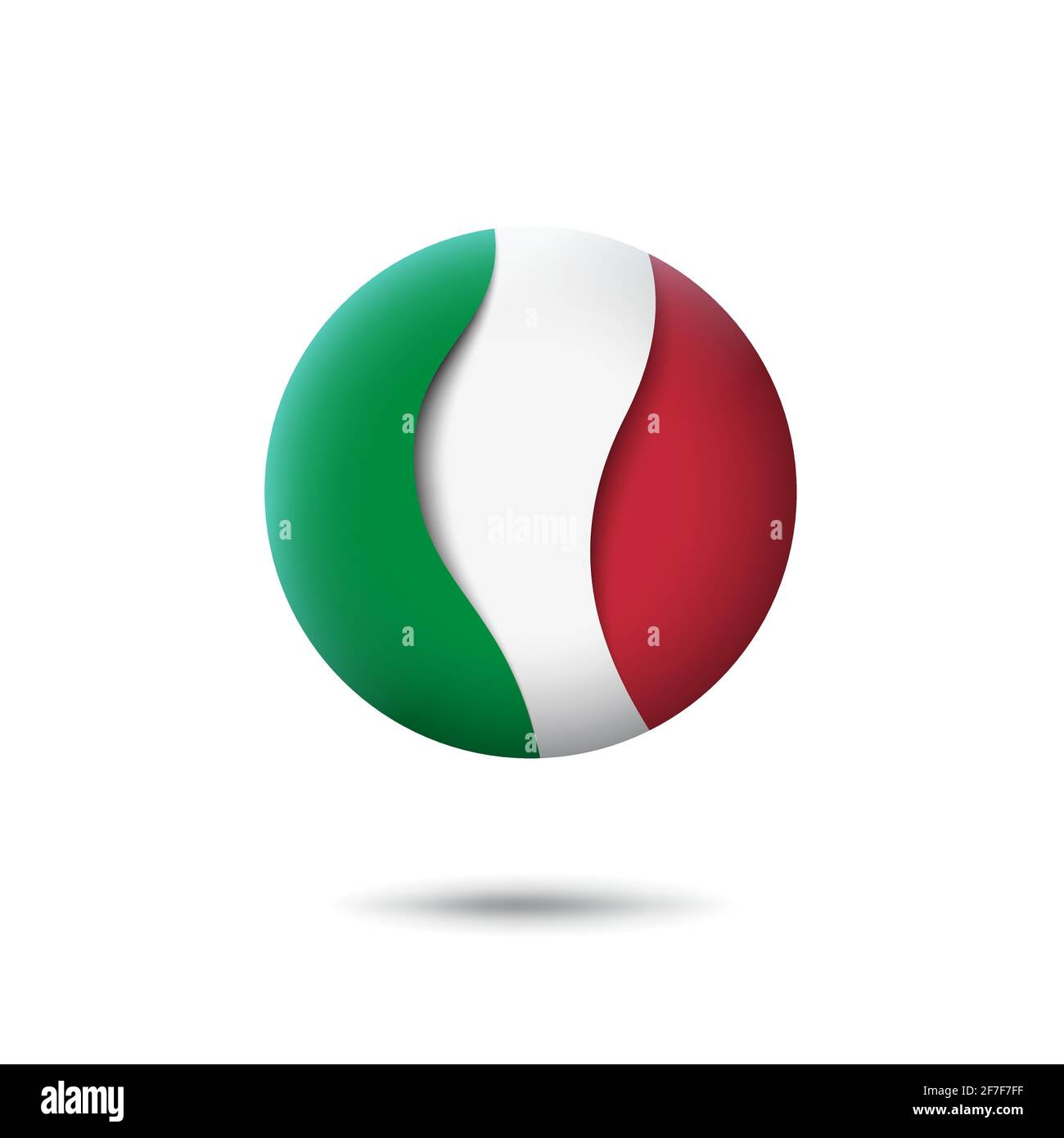 Italy flag icon in the shape of circle. Waving in the wind. Abstract ...