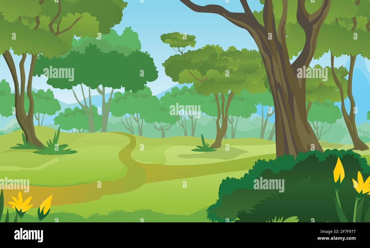 Forest background, wood land vector illustration Stock Vector Image ...