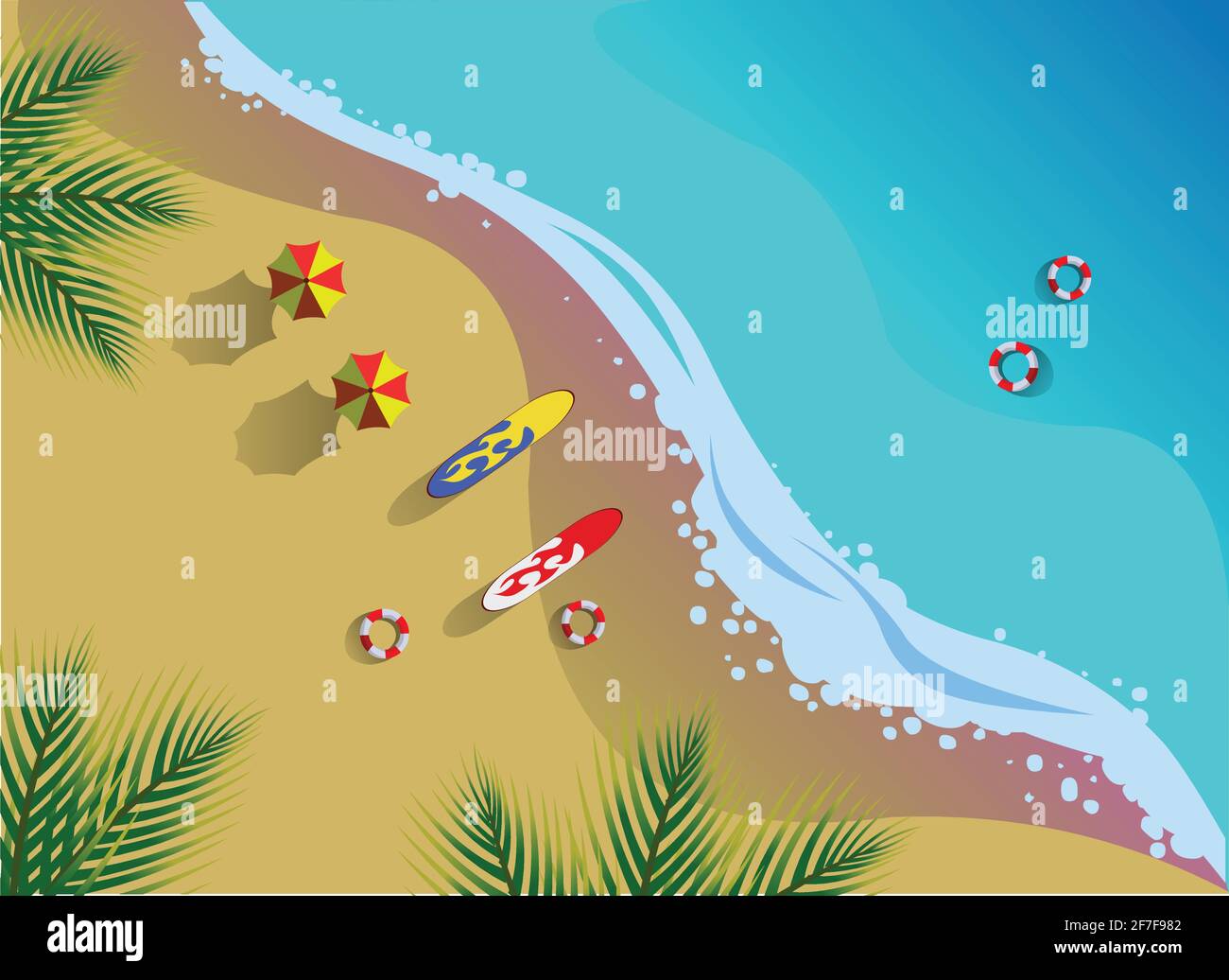 Summer beach aerial view vector illustration Stock Vector Image & Art ...