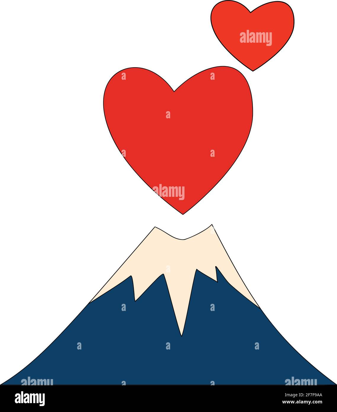 Volcano heart vector illustration isolated on white background Stock ...
