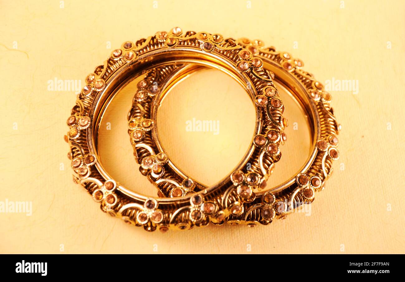 Antique gold bangles, Indian Traditional jewelry Stock Photo - Alamy