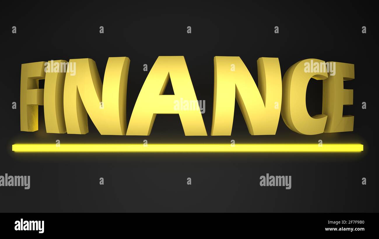 FINANCE yellow write on black background, with yellow lighted bar ...