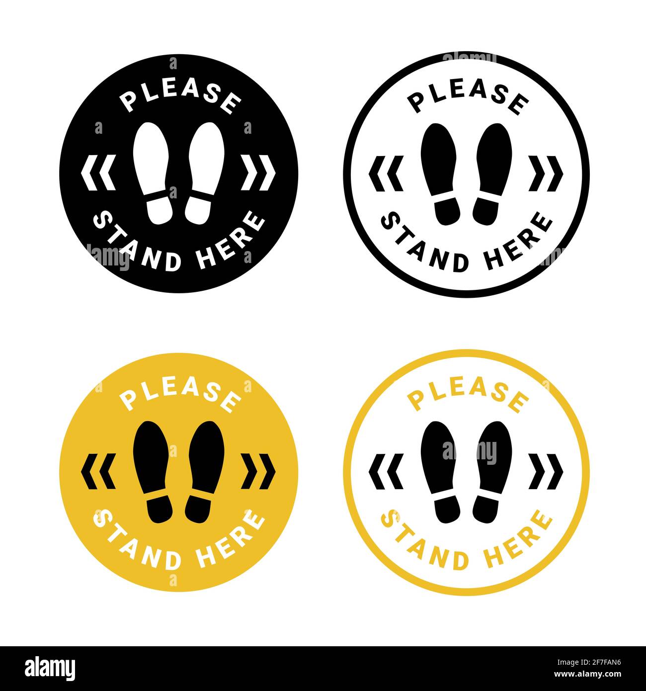 Stand Here. Keep Distance Waiting in Line. Footprint Sign. Floor ...