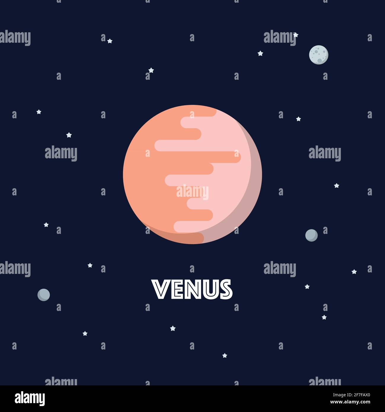 Venus on space background. star and planets on galaxy background. Flat ...