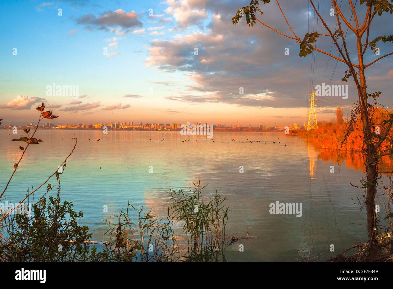 View of Burgas town from a lake Stock Photo - Alamy