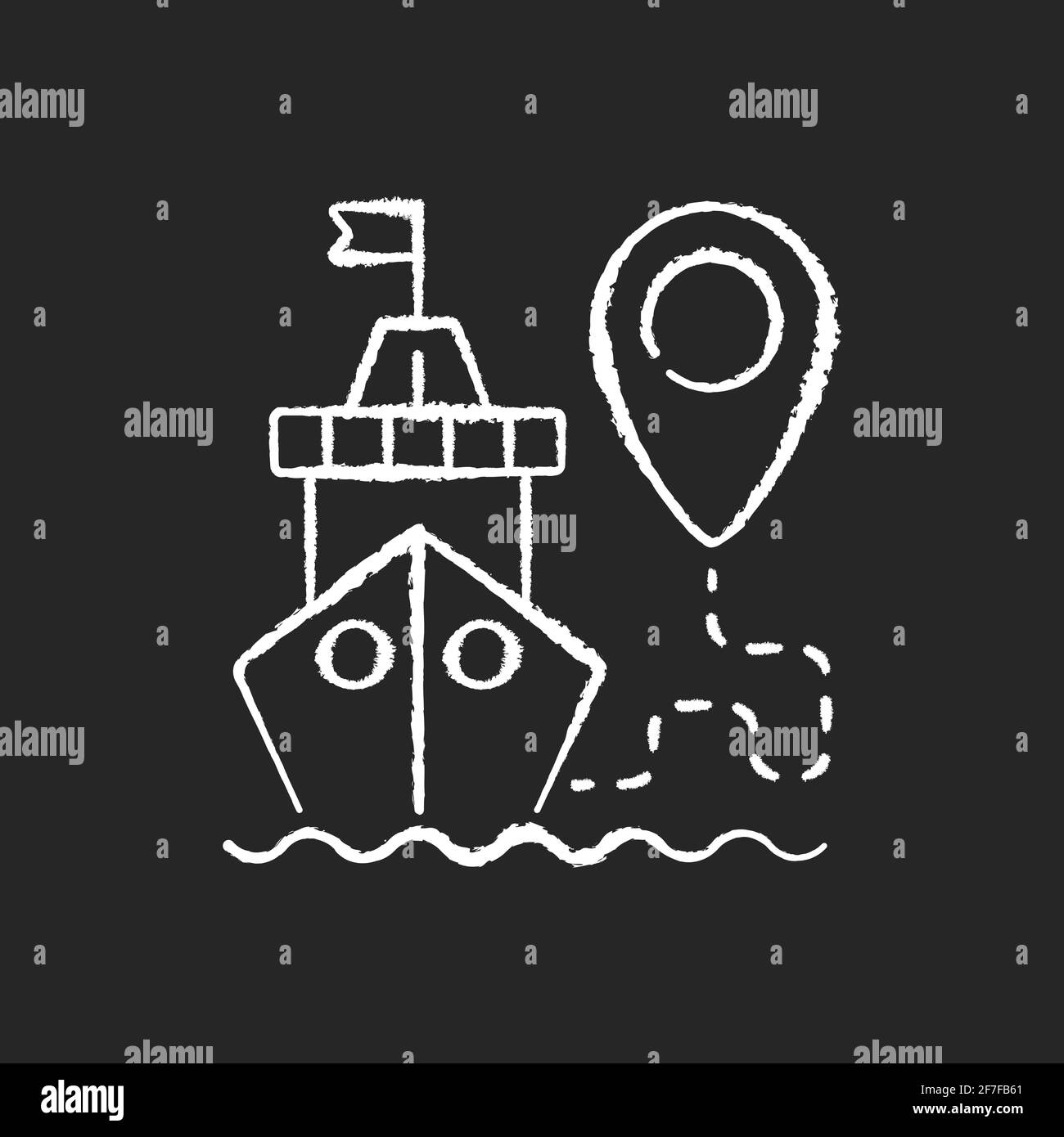 Ship tracking chalk white icon on black background Stock Vector Image ...