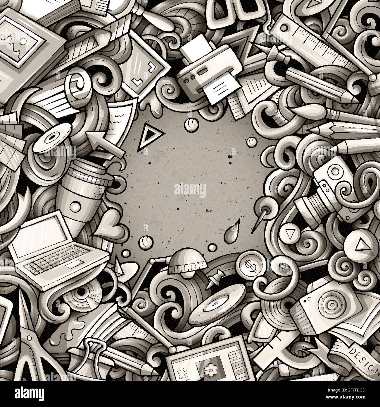 Cartoon vector doodles Design card. Graphics detailed, with lots of ...