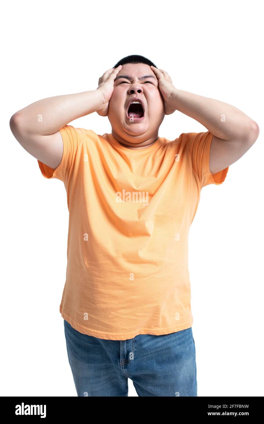 Screaming man hands in Cut Out Stock Images & Pictures - Alamy