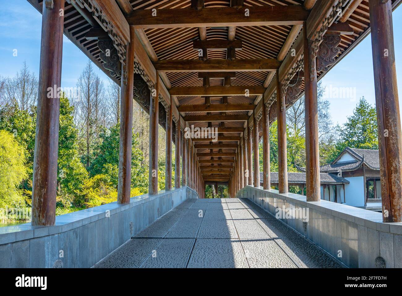 Inside view of a Chinese pavilion in Hangzhou, China Stock Photo - Alamy