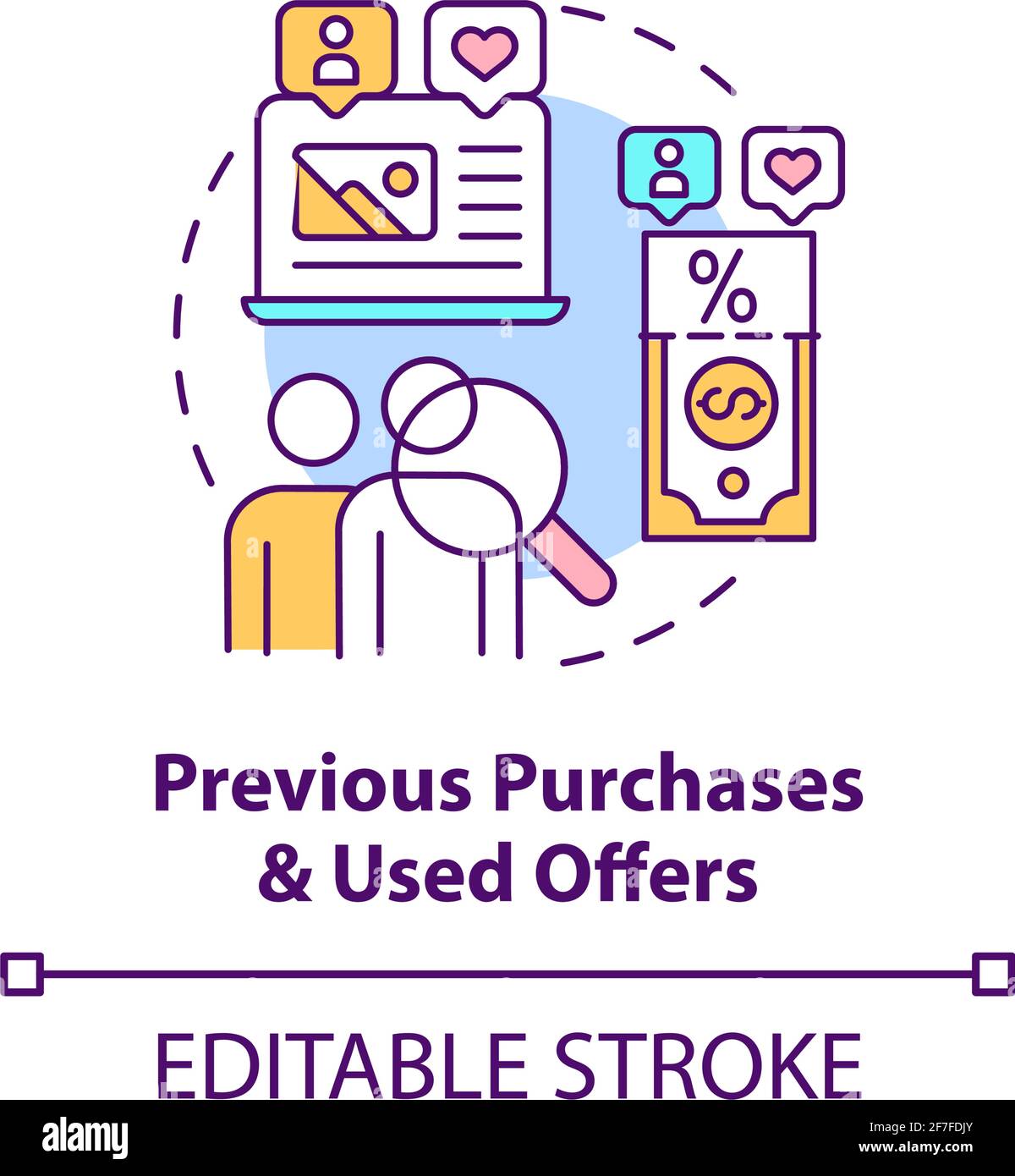Previous purchases and used offers concept icon Stock Vector Image ...