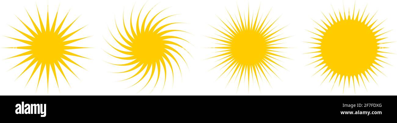 Set of Sun or Solar vector symbols on a white isolated background ...