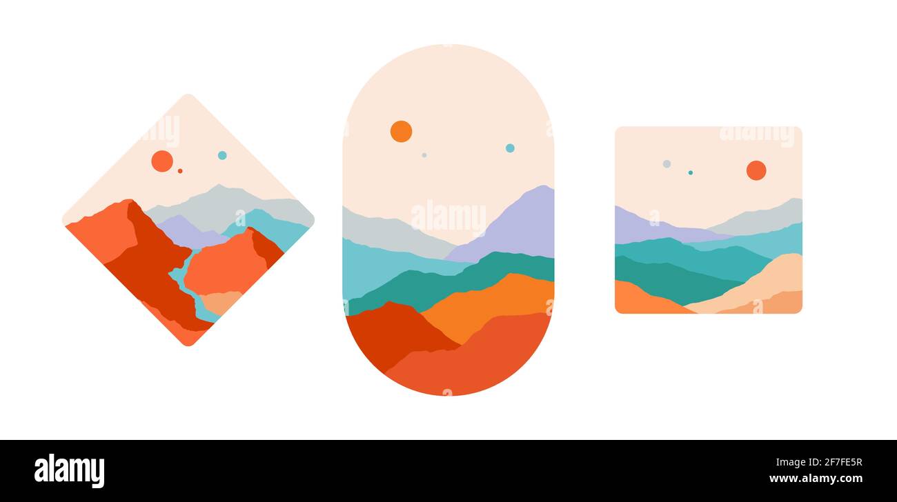 Mountain. Abstract landscape art print, minimalist style Stock Vector ...