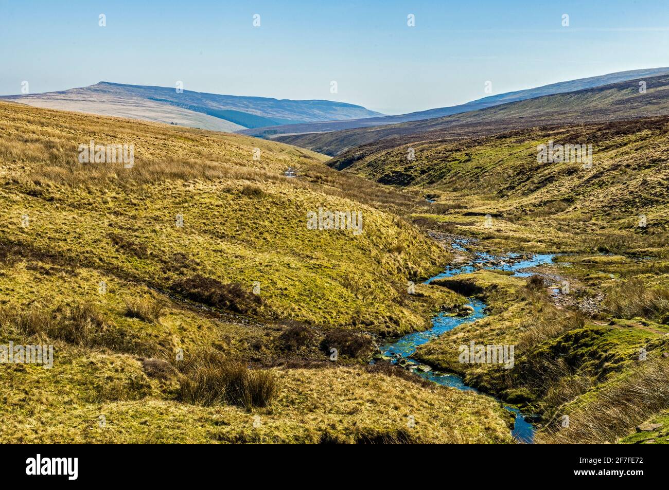 The source of the River Grwyne which runs down, through the reservoir ...