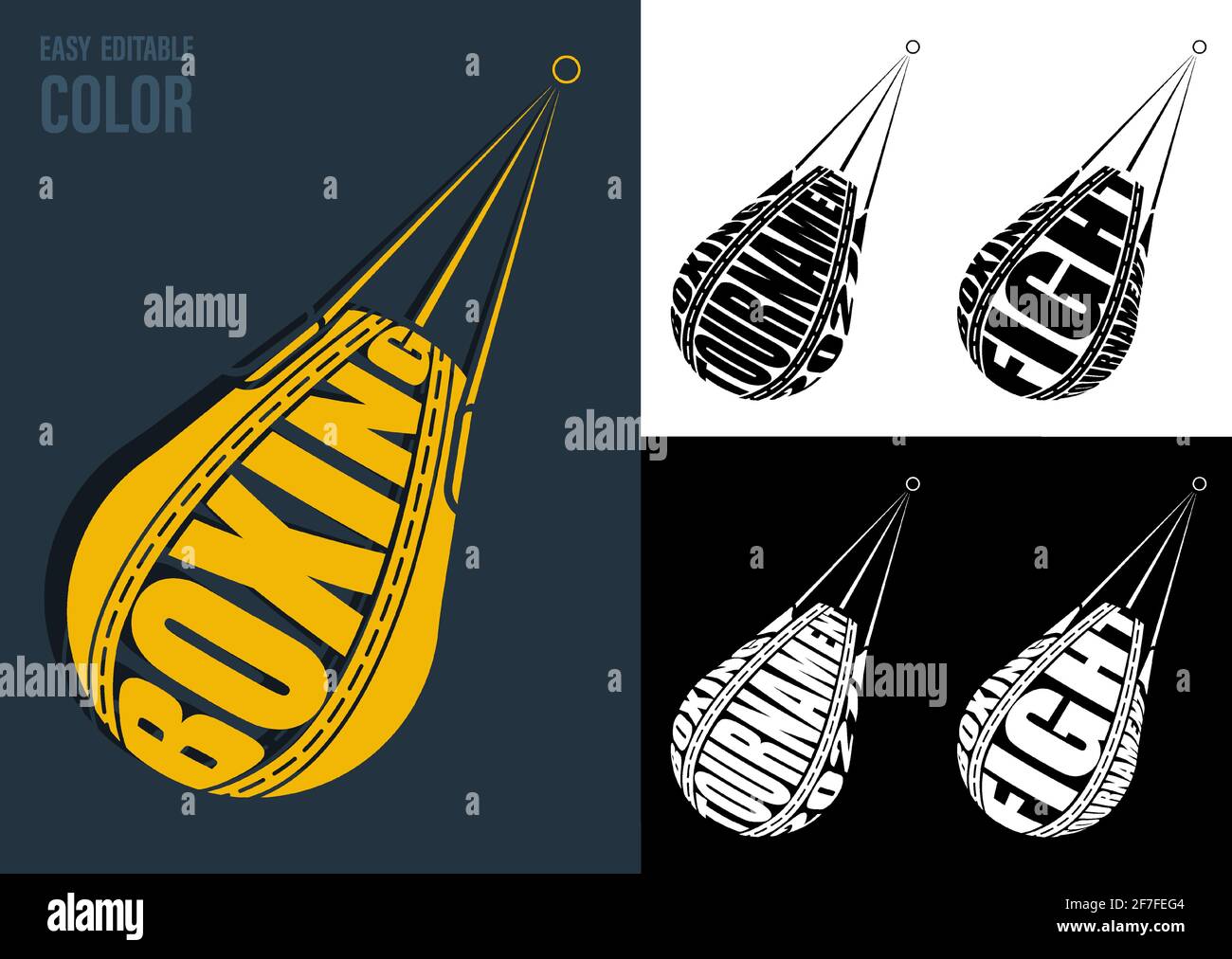 Volumetric letters with name BOXING, FIGHT, TOURNAMENT on background of ...