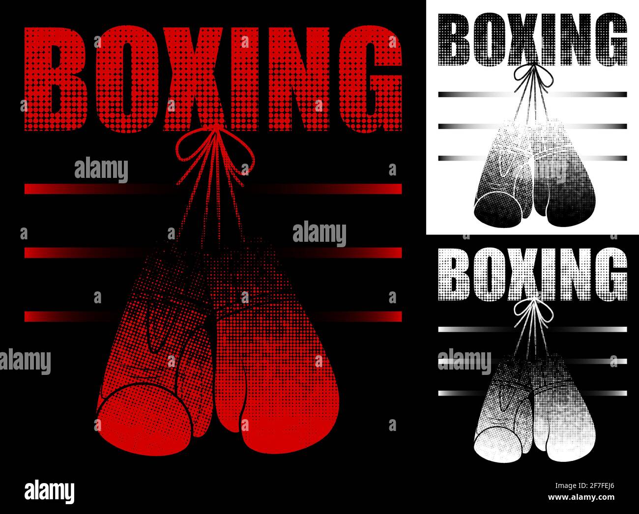 Boxing emblem. Inscription with name of sport game BOXING from dots ...