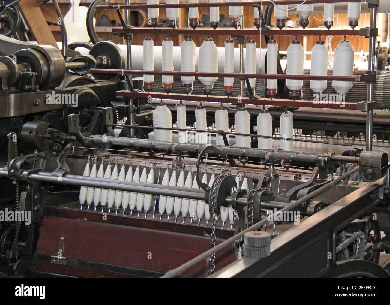 The Bobbins and Threads on a Classic Textile Machine Stock Photo - Alamy