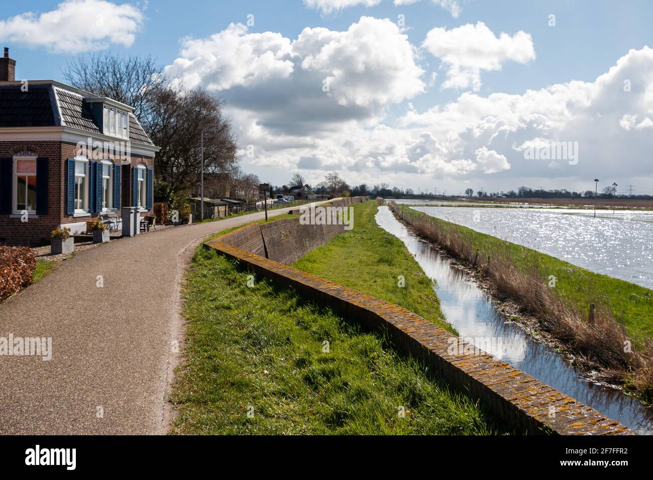 The centuries-old seawall in the Hanseatic town of Hasselt, a long ...