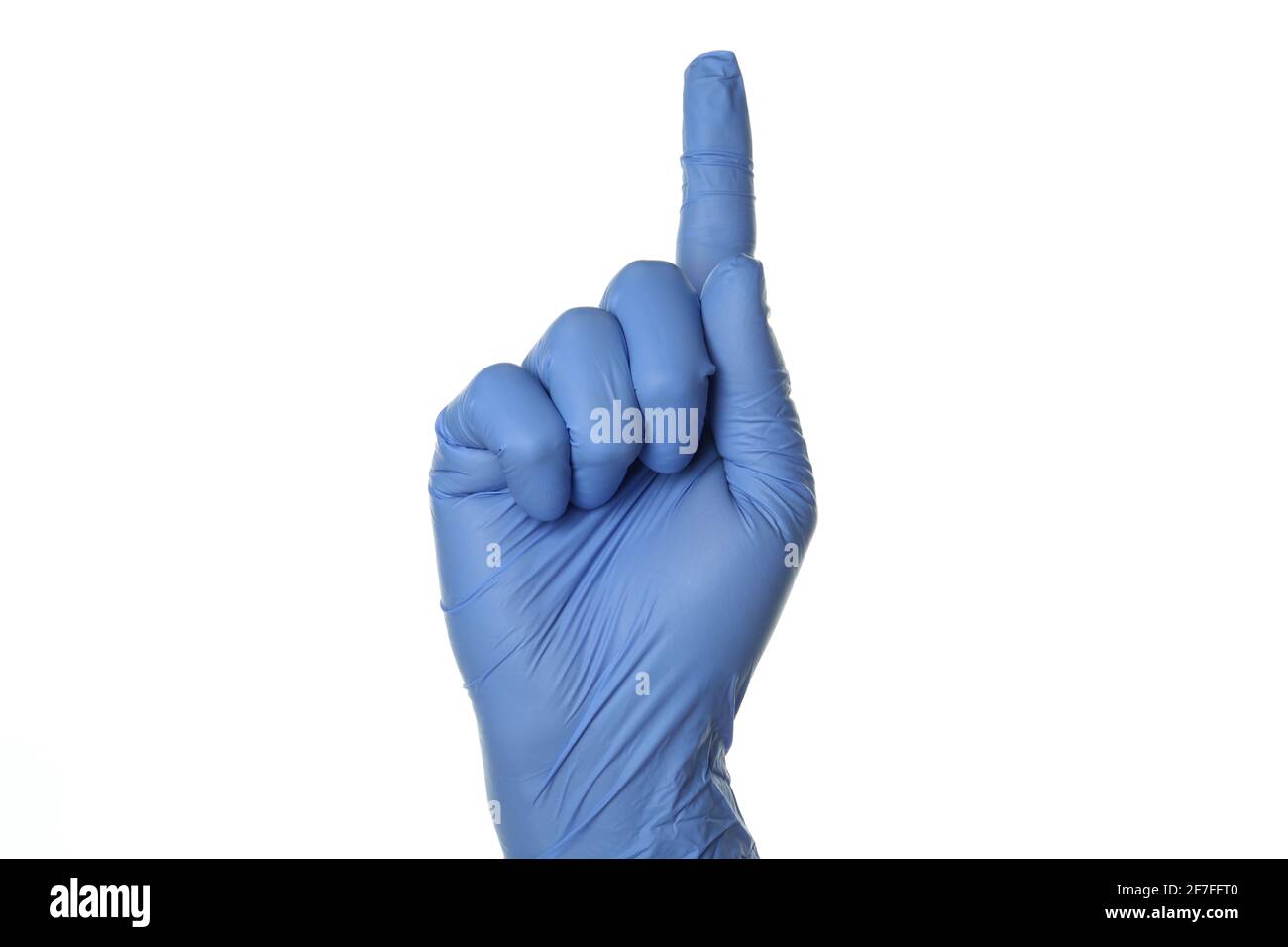 Hand in medical glove isolated on white background Stock Photo - Alamy