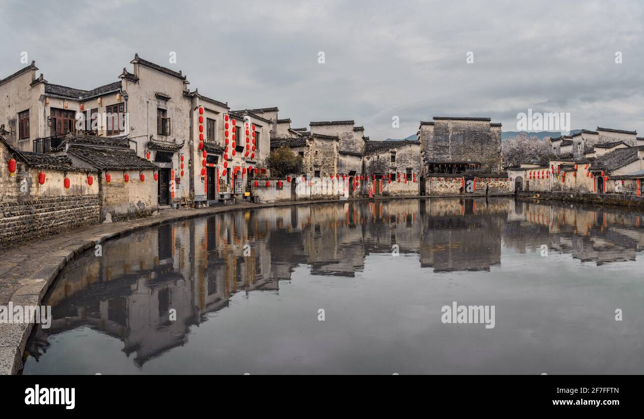 Hongcun village, a historic ancient village in Anhui province, China ...
