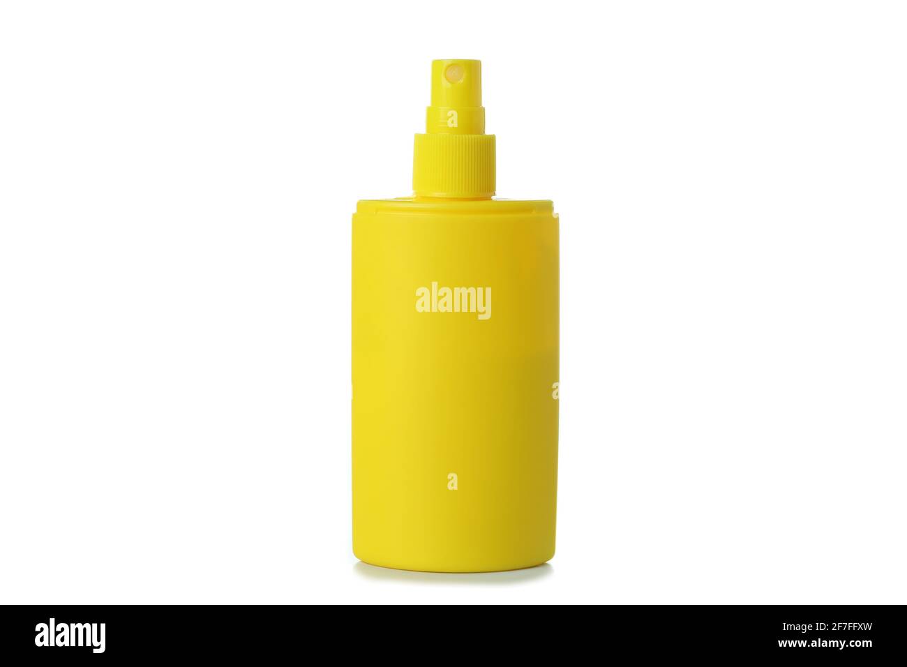 Yellow bottle of sunscreen isolated on white background Stock Photo - Alamy