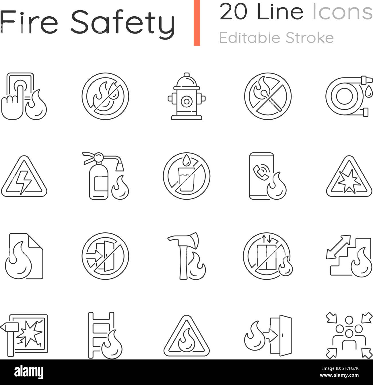 Fire safety linear icons set Stock Vector Image & Art - Alamy
