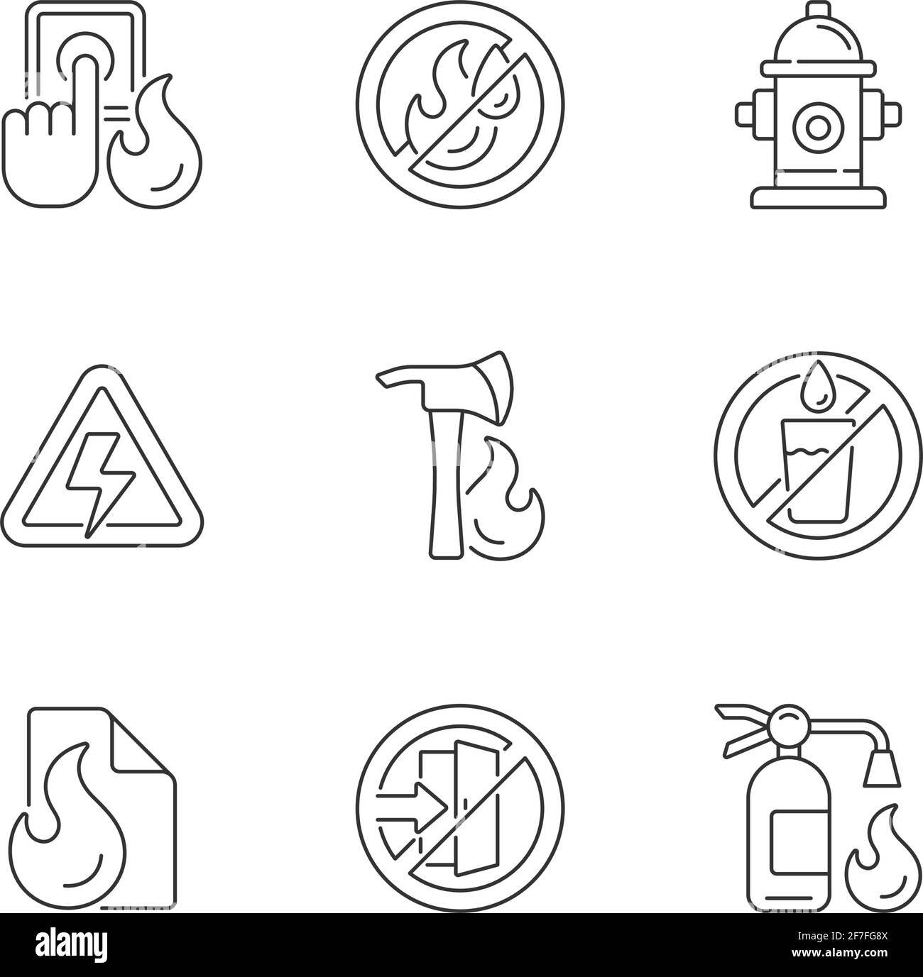 Fire emergency linear icons set Stock Vector Image & Art - Alamy