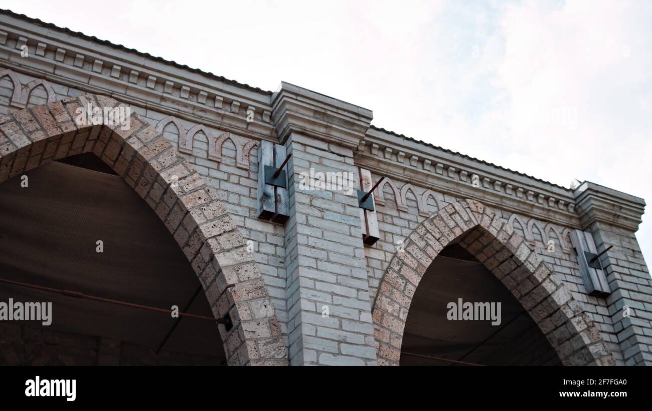 Gothic arches of a church with anti-seismic steel tie rods (Marche ...
