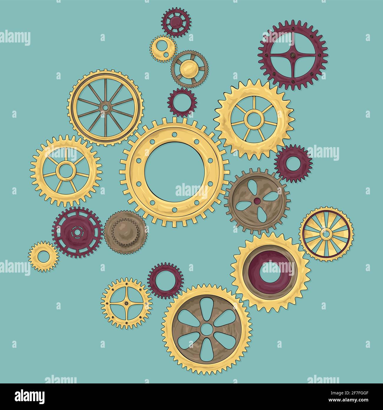 Vector illustration of a gear. Colored round gear elements of the ...