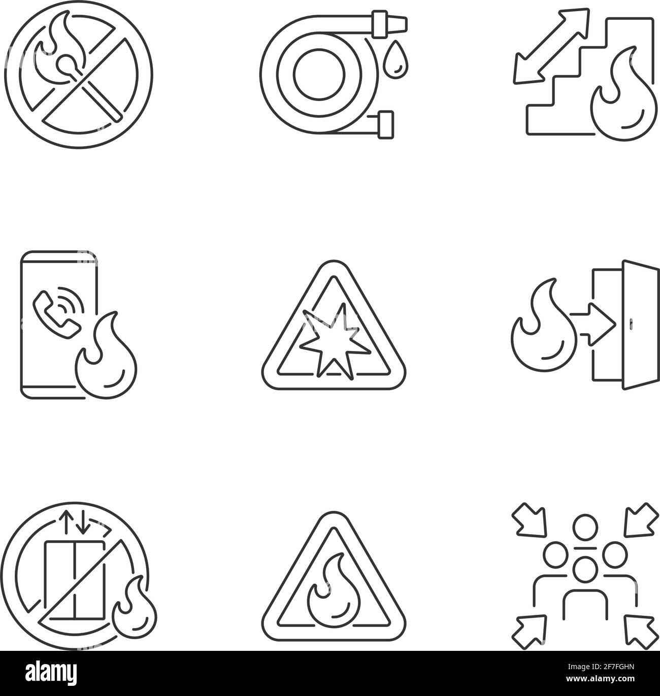 Fire safety guidelines linear icons set Stock Vector Image & Art - Alamy