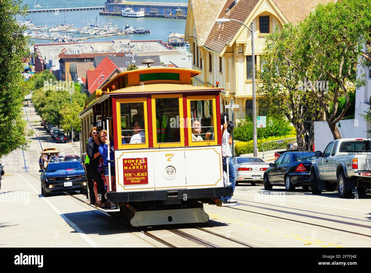 Powell-Hyde line cable car, San Francisco, California, United States of ...