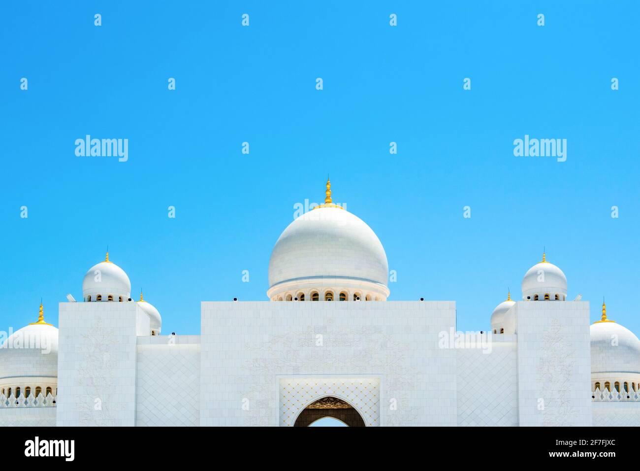 Domes of the main entrance of the Sheikh Zayed Grand Mosque in Abu ...