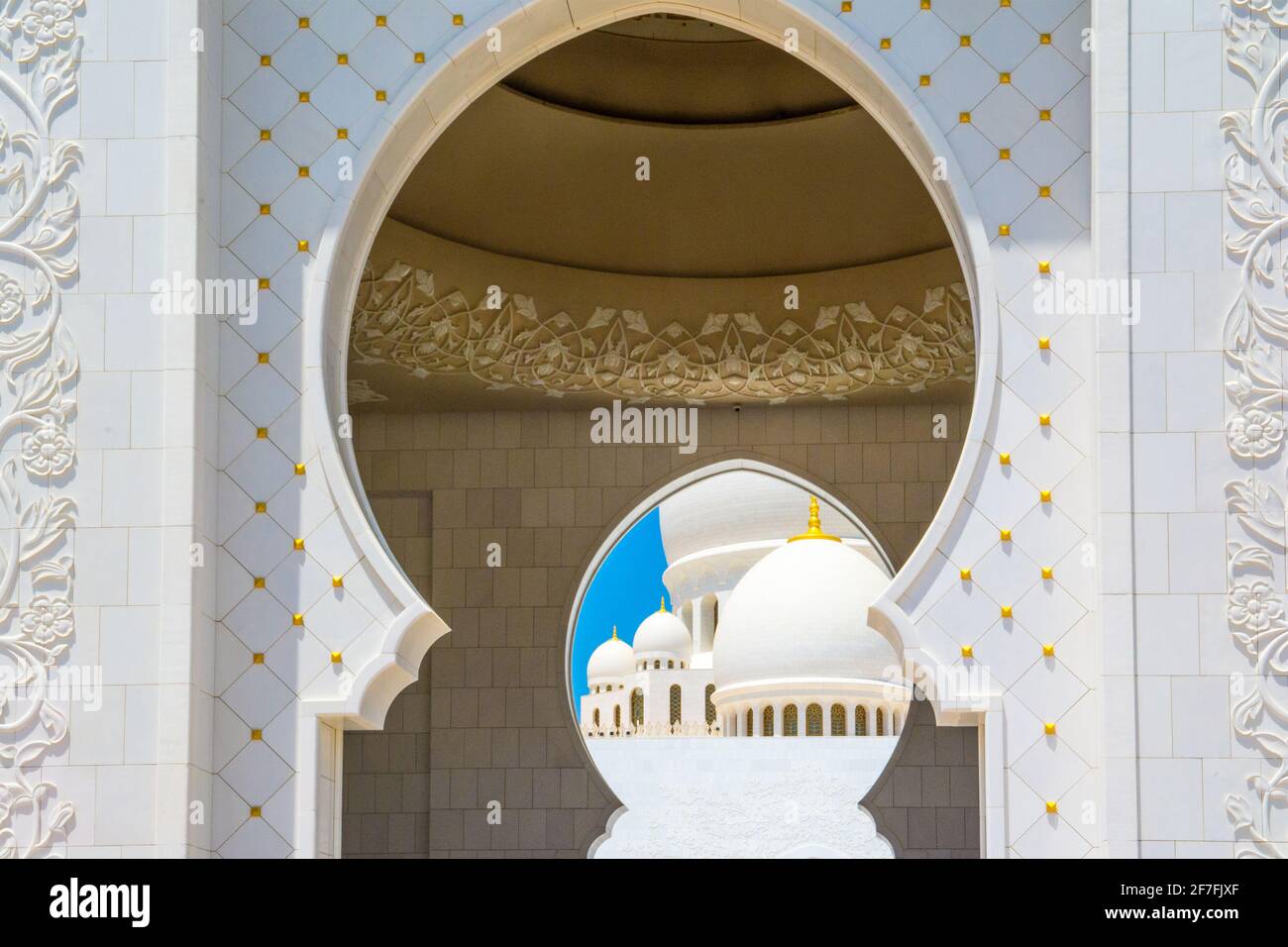 The main entrance of the Sheikh Zayed Grand Mosque in Abu Dhabi, the ...