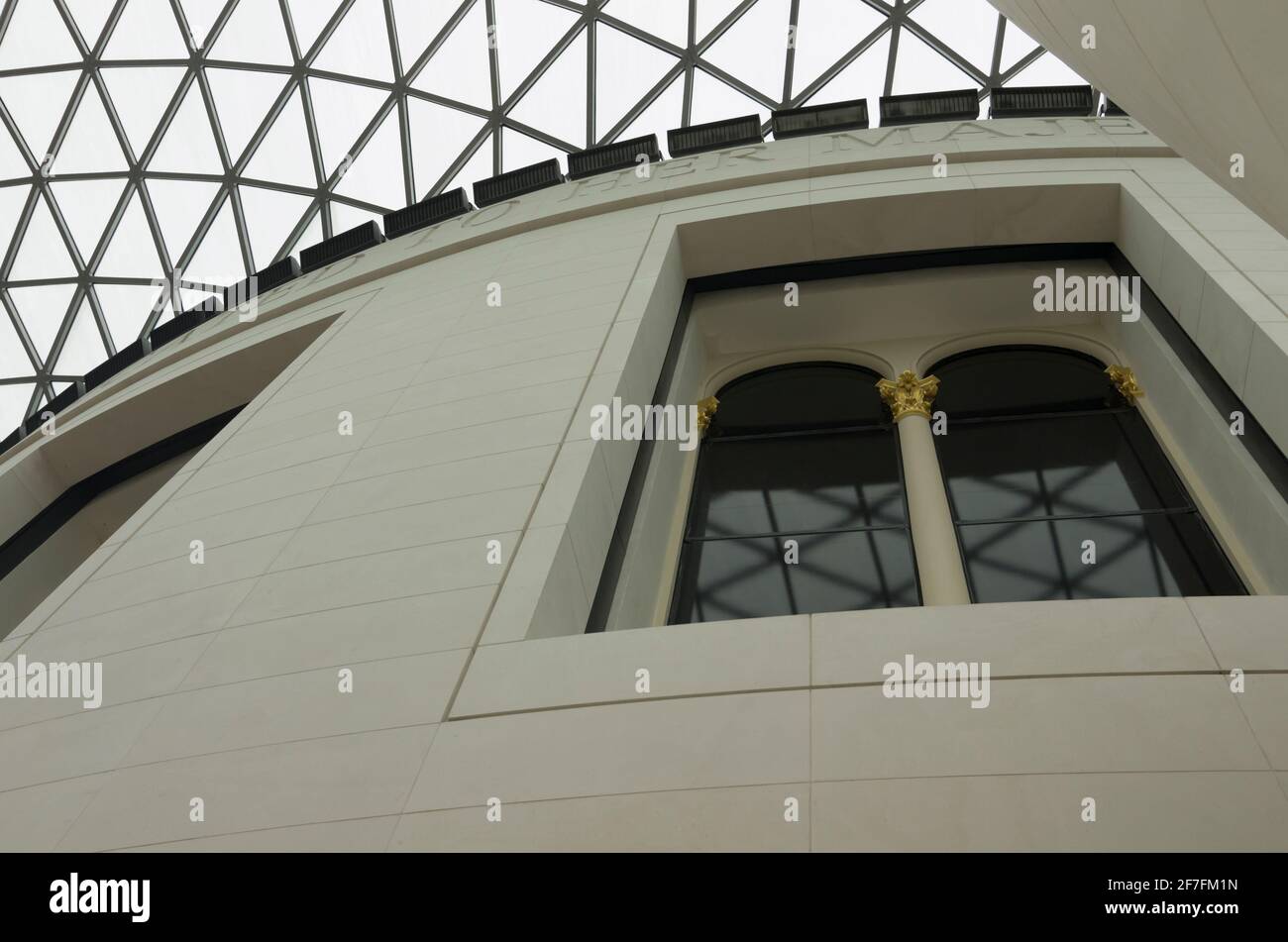The curved facade of the Reading Room, and tessellated, gridshell glass ...