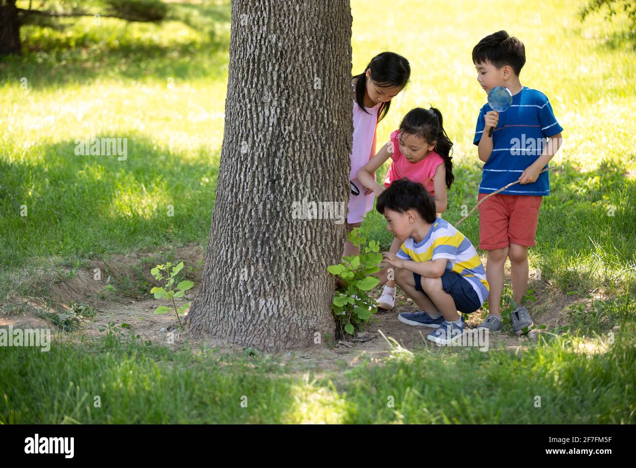 Happy children playing in park Stock Photo - Alamy