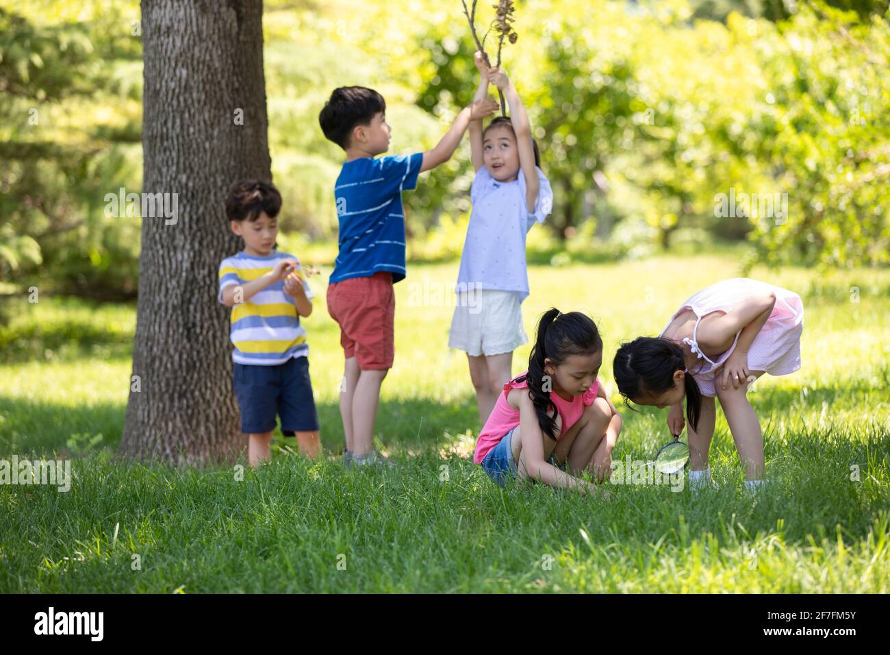 Happy children playing in park Stock Photo - Alamy