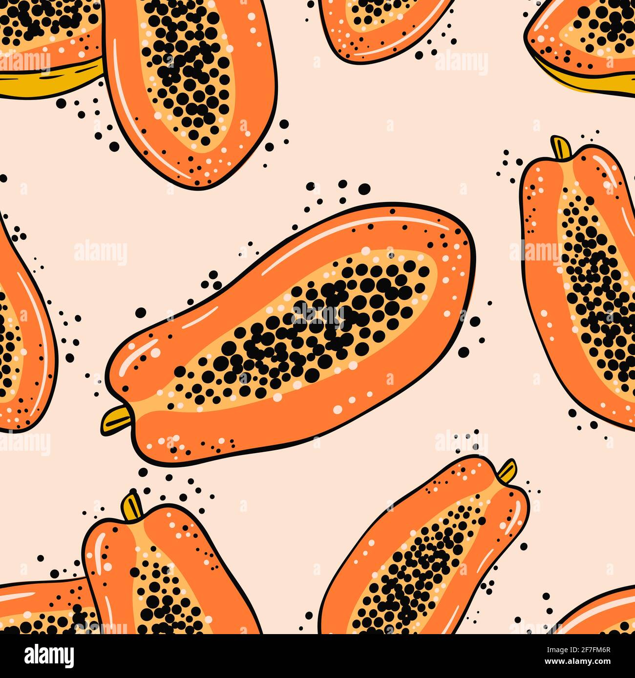 Bright colorful pattern with papaya fruits. Solid natural background ...