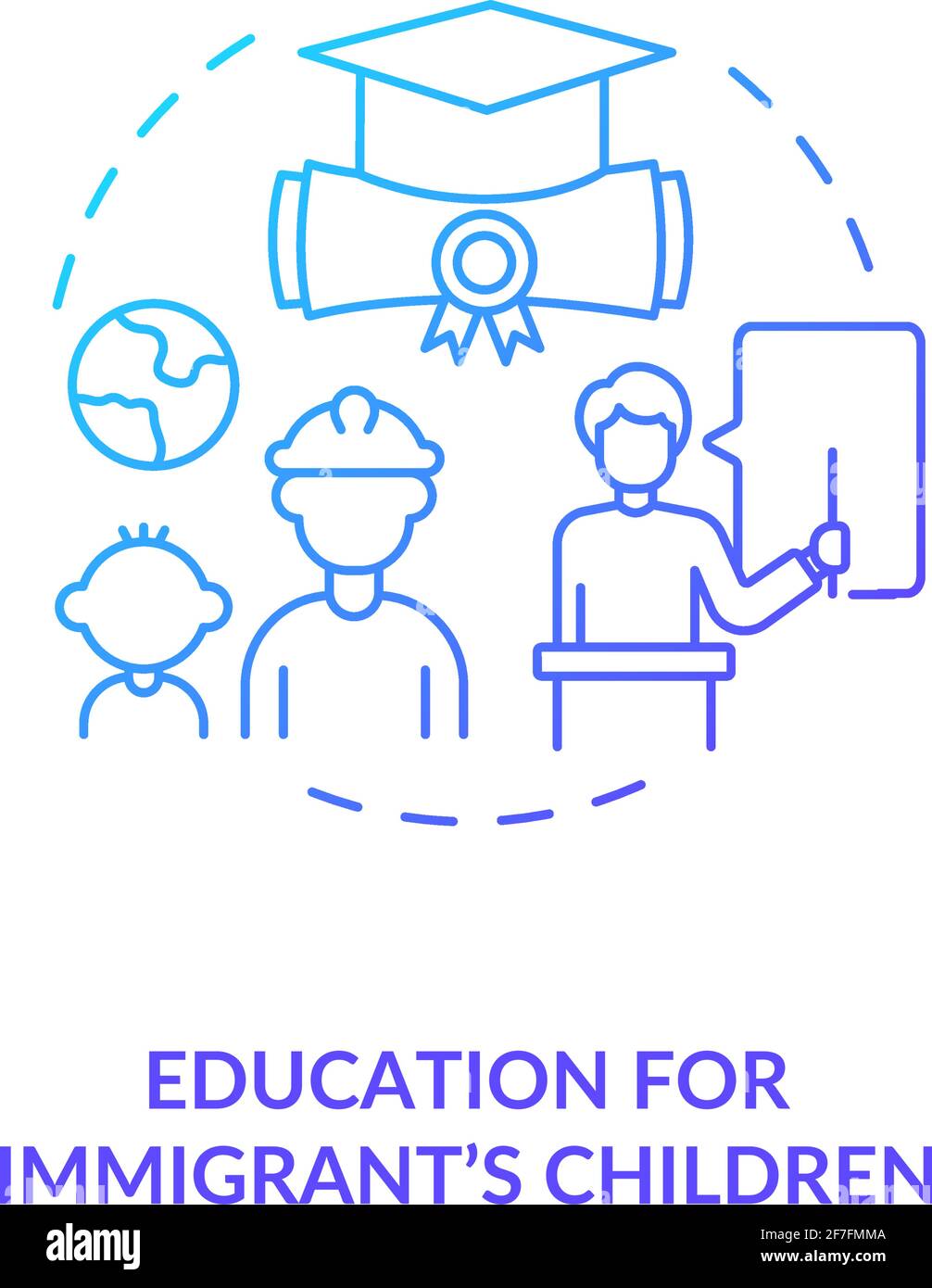 Education for immigrants children blue gradient concept icon Stock ...