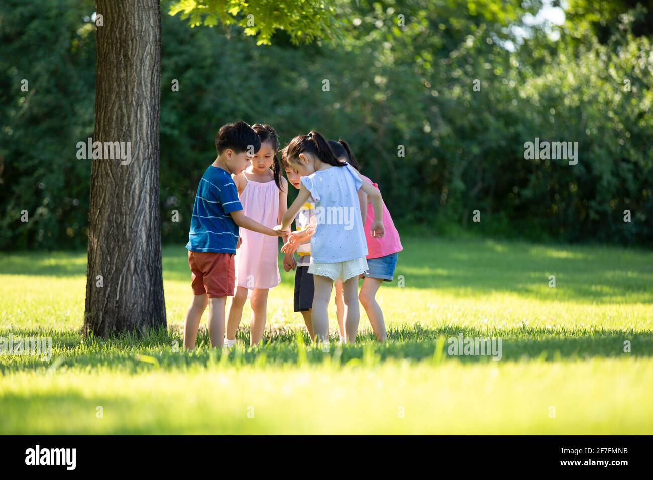 Happy children playing on meadow Stock Photo - Alamy