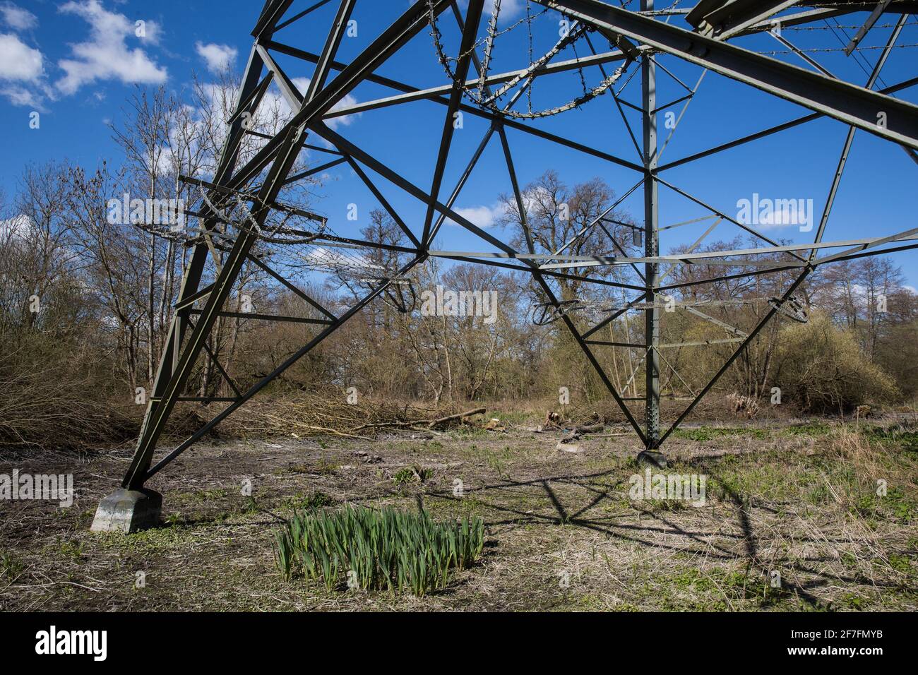 Denham, UK. 6th April, 2021. Part of a large area cleared of trees and ...